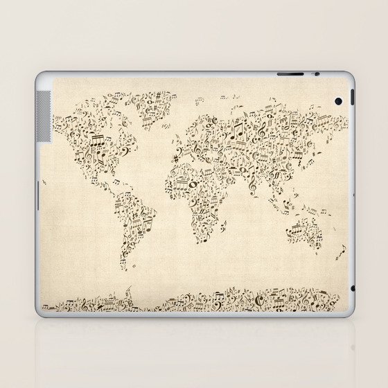 Music Notes Map of the World Laptop & iPad Skin by artPause - Michael ...