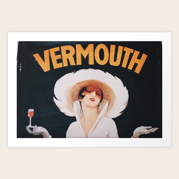 Vintage Italian vermouth wine alcoholic jazz age flapper poster ...