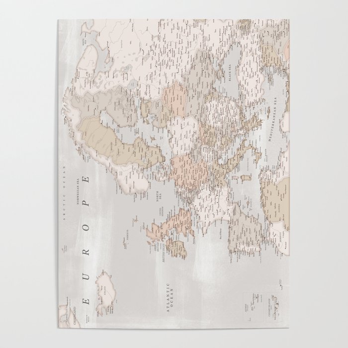 Detailed map of Europe in rustic style, Lucille Poster by blursbyaiShop ...