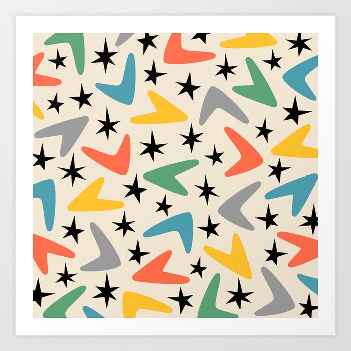 Retro 1950s Mid Century Modern Boomerang and Stars Pattern 447 Googie ...