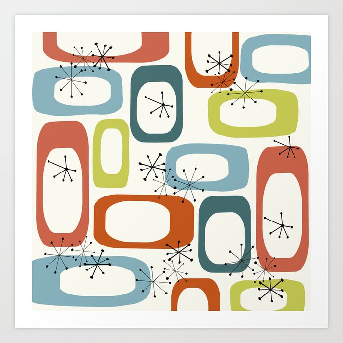Mid Century Modern Shapes 1950s colors Art Print by MaHe`s Art Shop ...