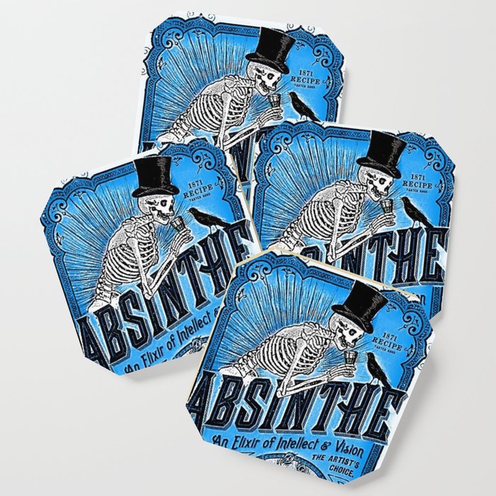 Vintage 1871 Absinthe Blue Liquor Skeleton Elixir Aperitif Cocktail ...