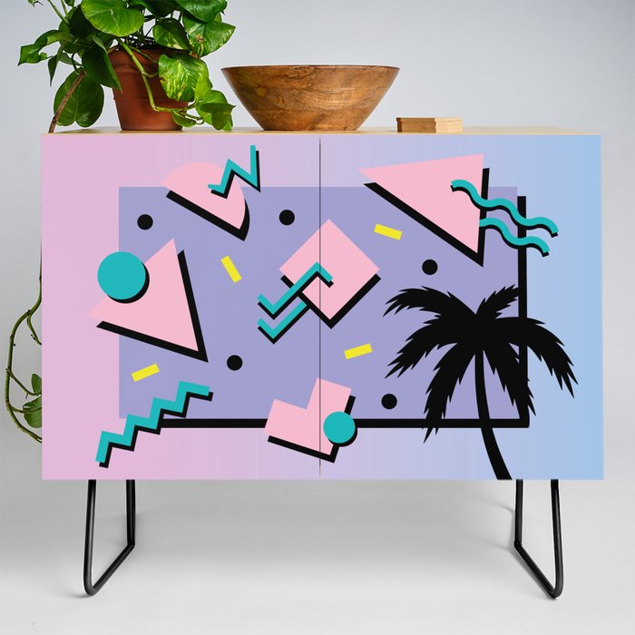 palm tree pattern credenza