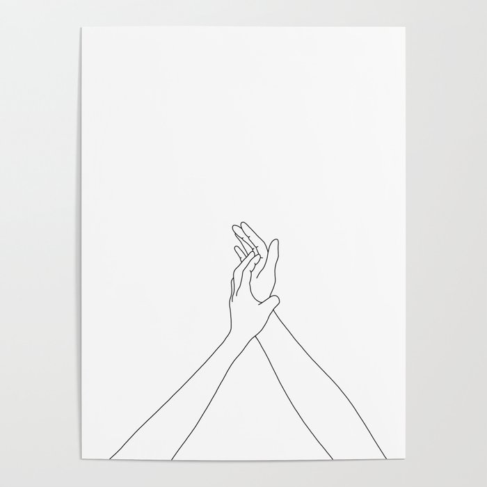 Hands line drawing illustration - Mandy Poster by The Colour Study ...