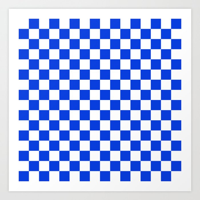 Checkerboard Check Checkered Pattern in Royal Blue and White Art Print ...