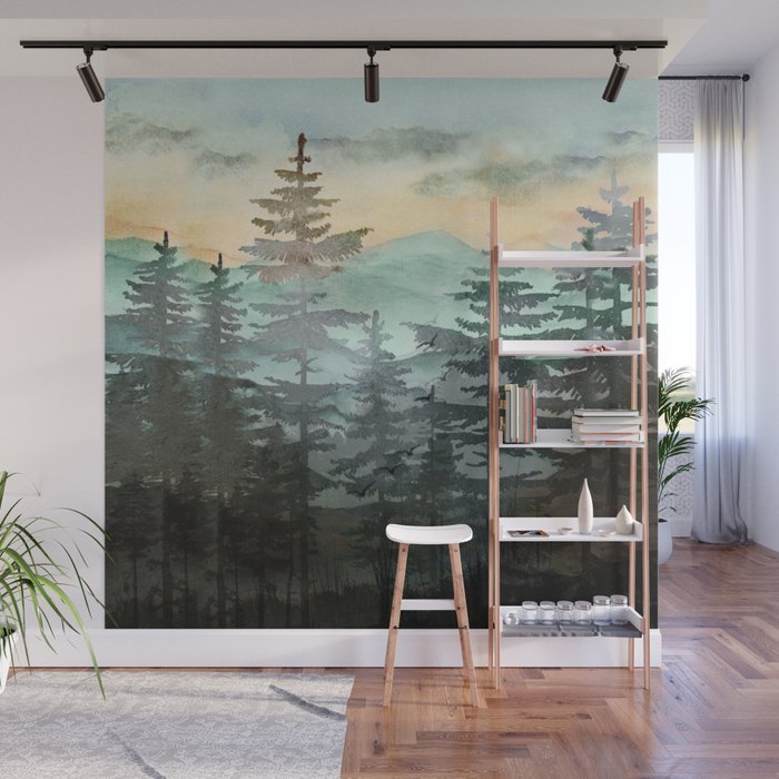 pine forest mural