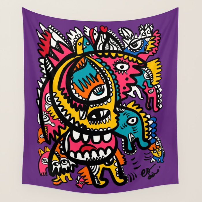 Aztec Magic Creatures Graffiti Street Art by Emmanuel Signorino Wall ...
