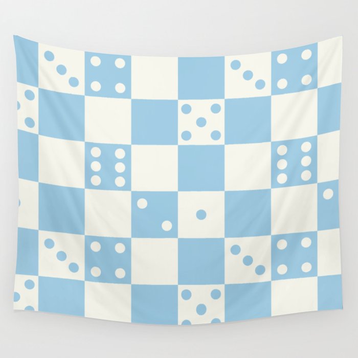 Checkered Dice Pattern (Creamy Milk & Baby Blue Color Palette) Wall ...