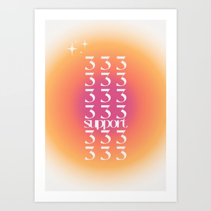 333 Support Angel Number Aesthetic Gradient Circle Aura Glow Trendy Art ...