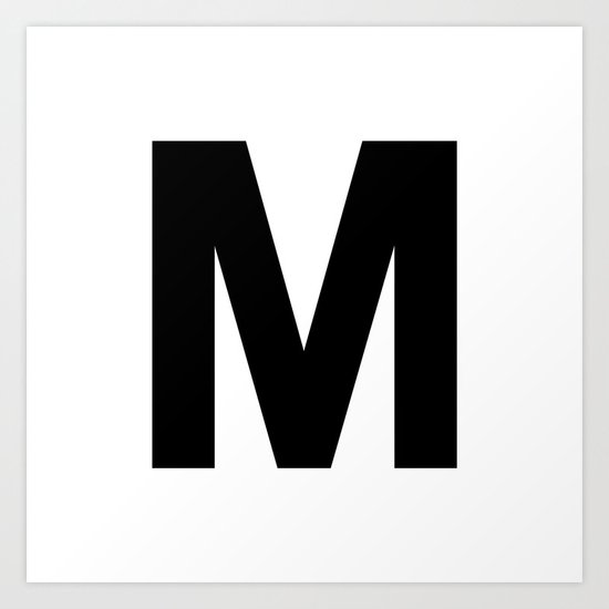 Letter M (Black & White) Art Print by Vonyssa | Society6