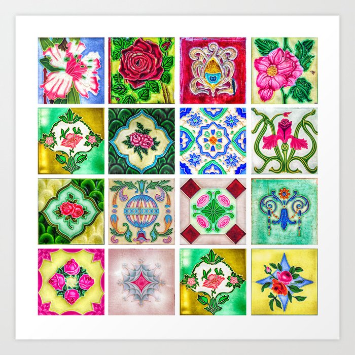 Peranakan Tiles 16x Art Print by John Seaton Callahan | Society6
