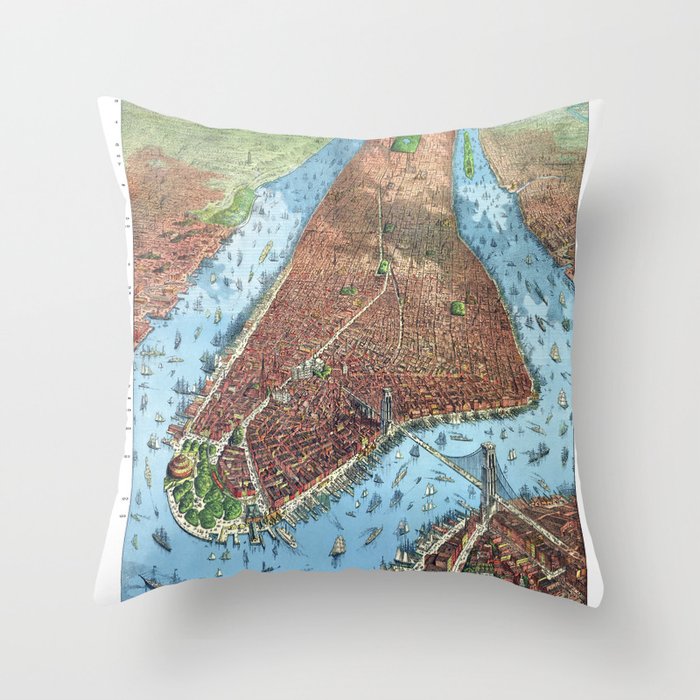 Pictorial Illustrated Map Of New York Root And Tinker 1879 Throw Pillow By Nobel Art Society6