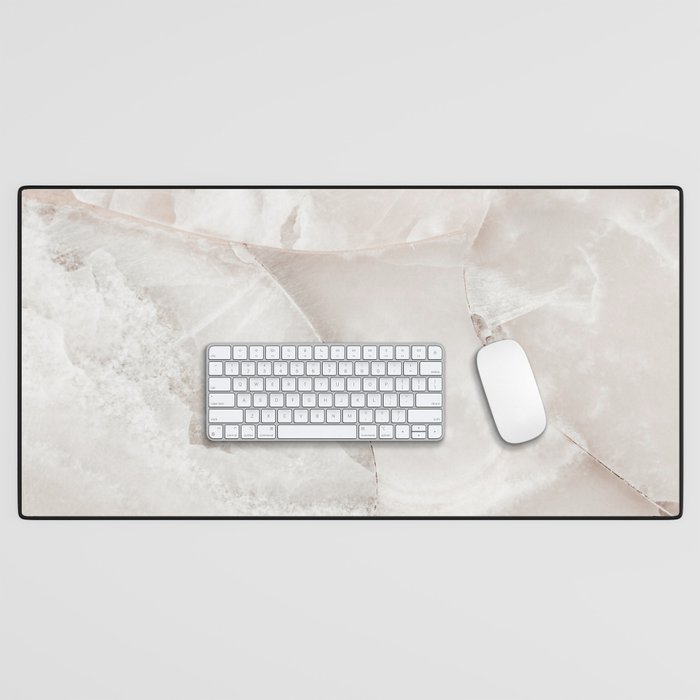 Beige Marble Texture Desk Mat by Aesthetic Lounge | Society6