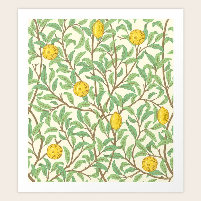 William Morris Vintage Lemons Fruit Tree Art Pattern Art Print by ...