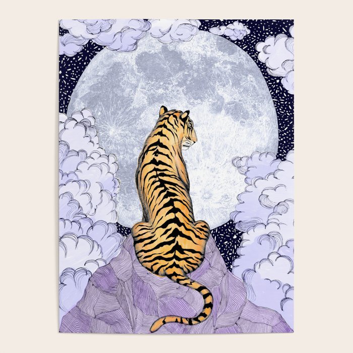 Tiger Moon | Colour Version Poster by ECMazur | Society6
