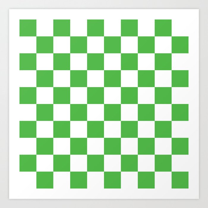 Grass Green Checkerboard Pattern Palm Beach Preppy Art Print by Cafe ...