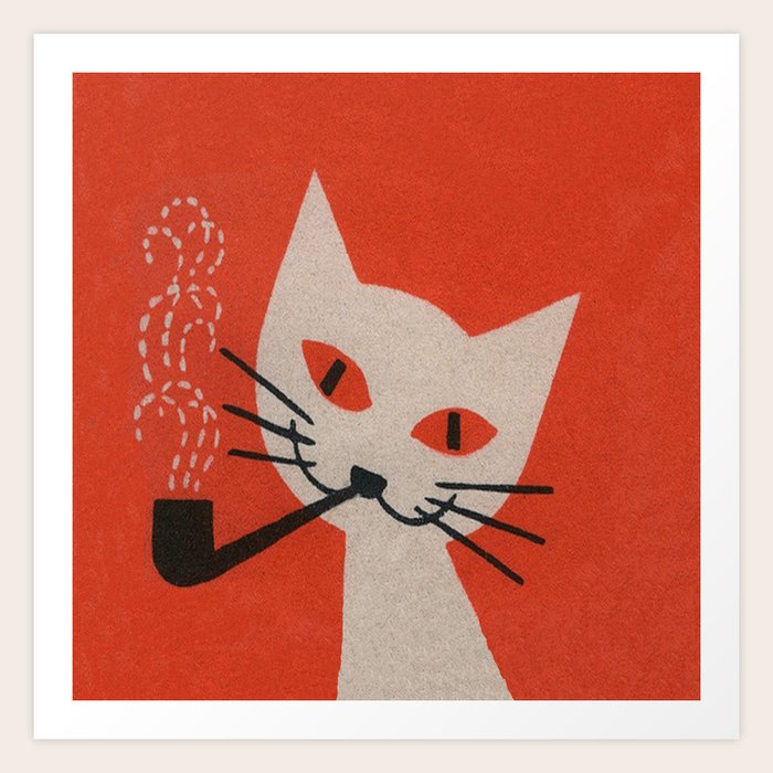 cat smoking pipe