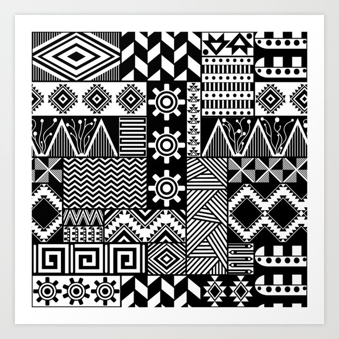 Black And White Aztec Print