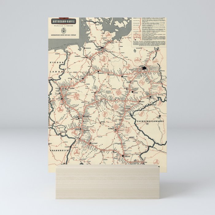 ADAC Autobahn-Karte. 1950 Vintage Map of Autobahn in Germany. Mini Art ...