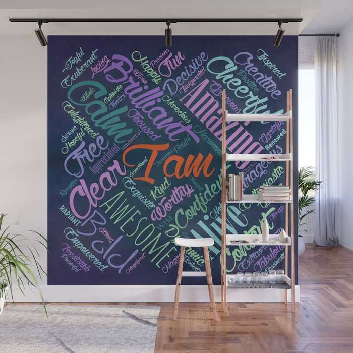 I am Affirmations Word Cloud Art Wall Mural by Creativemotions | Society6