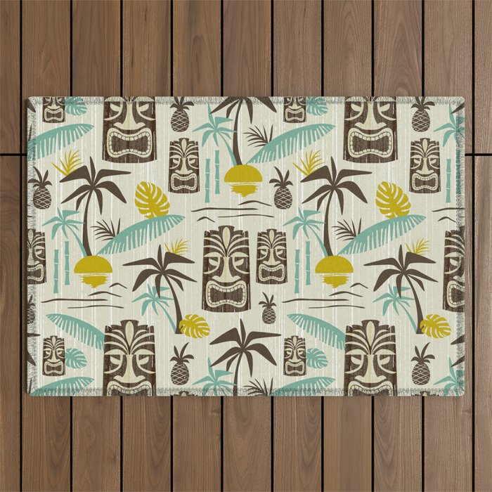 Island Tiki - Tan Outdoor Rug by Heather Dutton | Society6