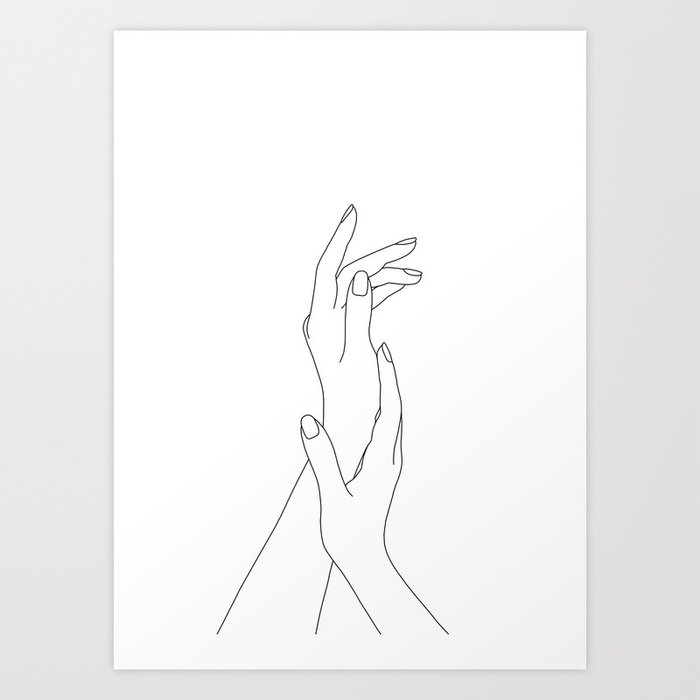 Hands line drawing illustration - Dia Art Print by The Colour Study ...