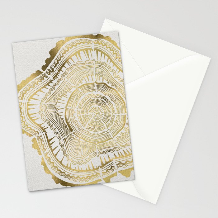 Gold Tree Rings Stationery Cards by catcoq | Society6