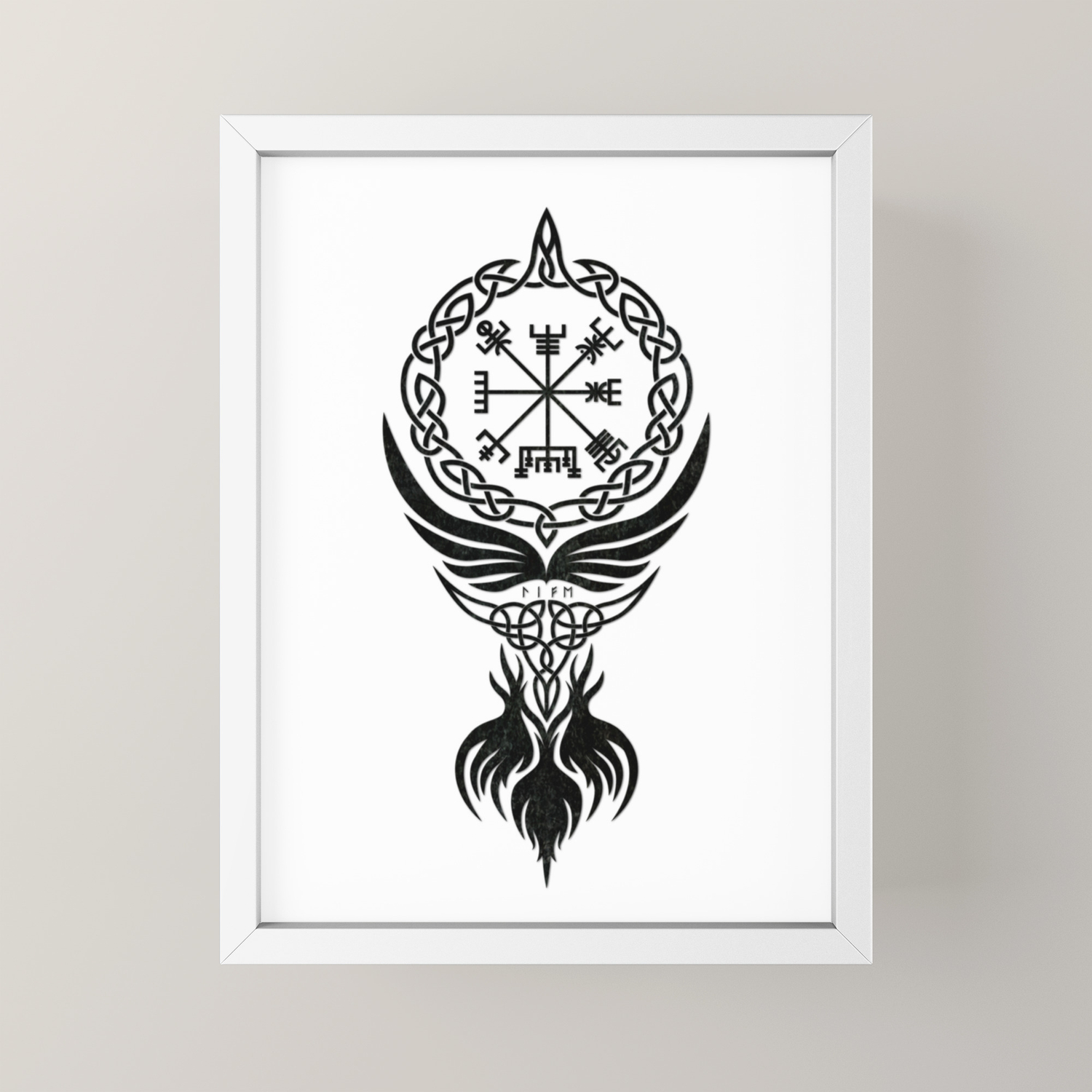 Home Décor Bone. Viking vegvisir on bone Viking runes Display frame ...