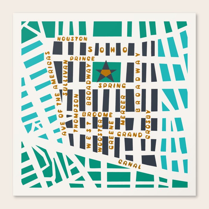 SOHO MAP NYC GREEN Canvas Print by holli zollinger | Society6