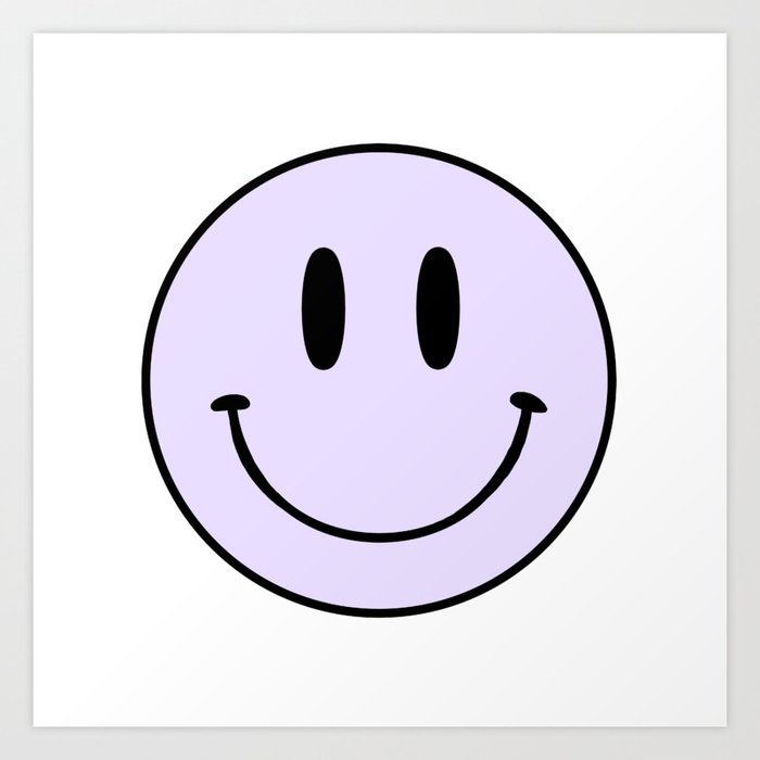 Purple Smiley Face Art Print by artbylamia | Society6