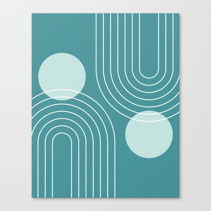 Mid Century Modern Geometric 72 in Teal Green (Rainbow and Sun ...