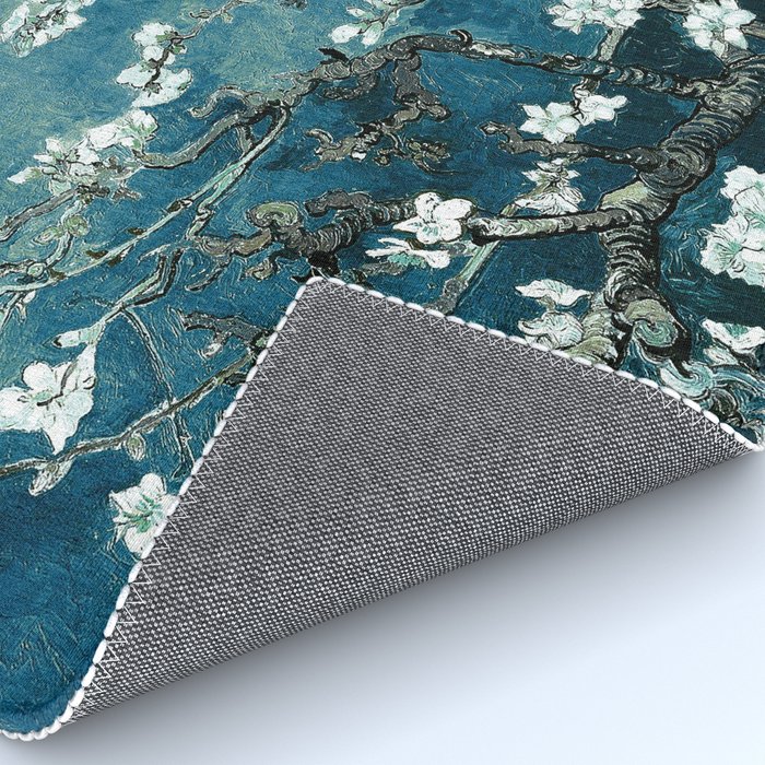 dark teal patterned rug