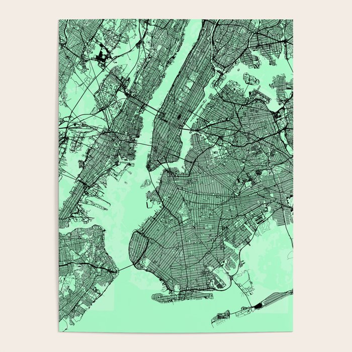NYC Map - Aesthetic Poster by Lonely Cartographer | Society6