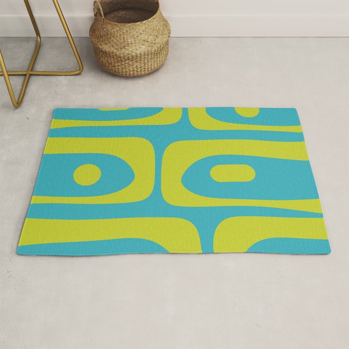 lime green patterned rug