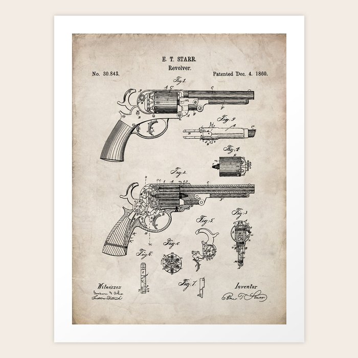 Antique Revolver Drawing