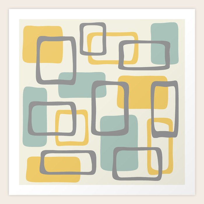 Mid Century Modern Abstract Squares Pattern 453 Art Print By Tony