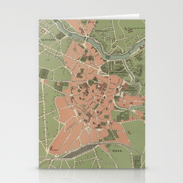 Vintage Map of Vilnius Lithuania (1890) Stationery Cards by ...