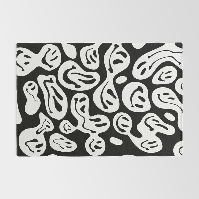 trippy black and white rug