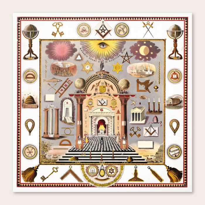 Vintage Masonic poster - Masonic chart of the Scottish rite Canvas ...
