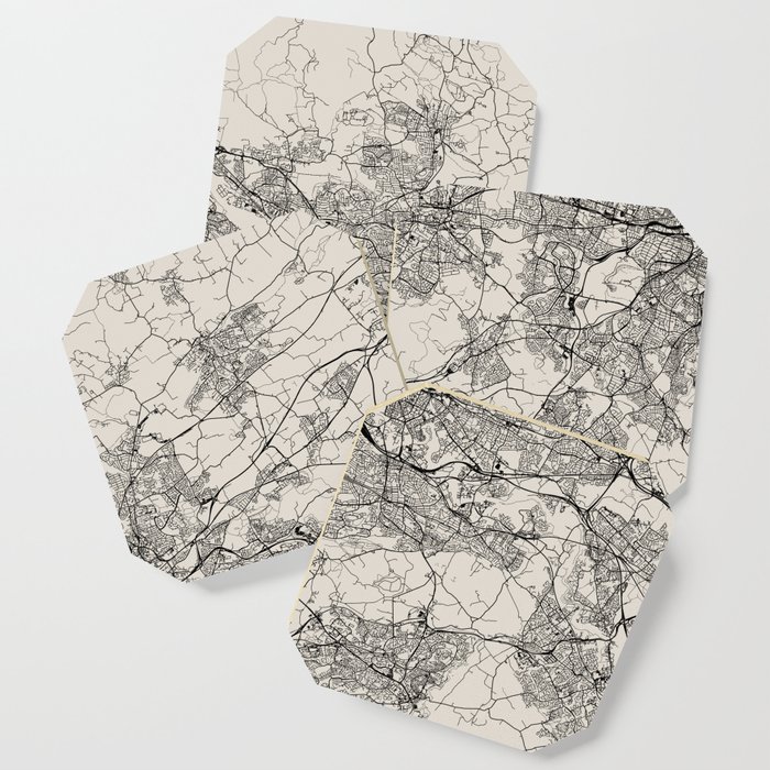 Glasgow, Scotland. City Map Drawing - Black and White Coaster by Lonely ...