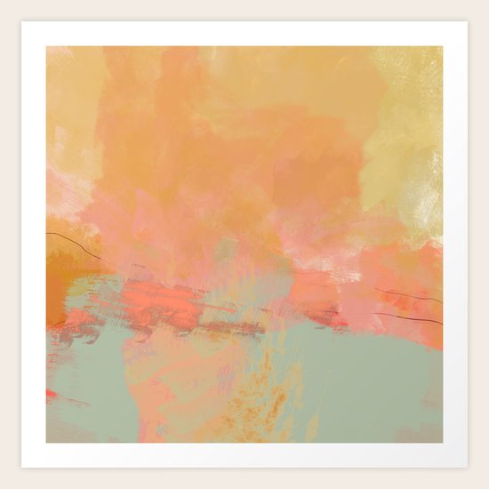 abstract peach sky on mint sea Art Print by lalunetricotee Art ...