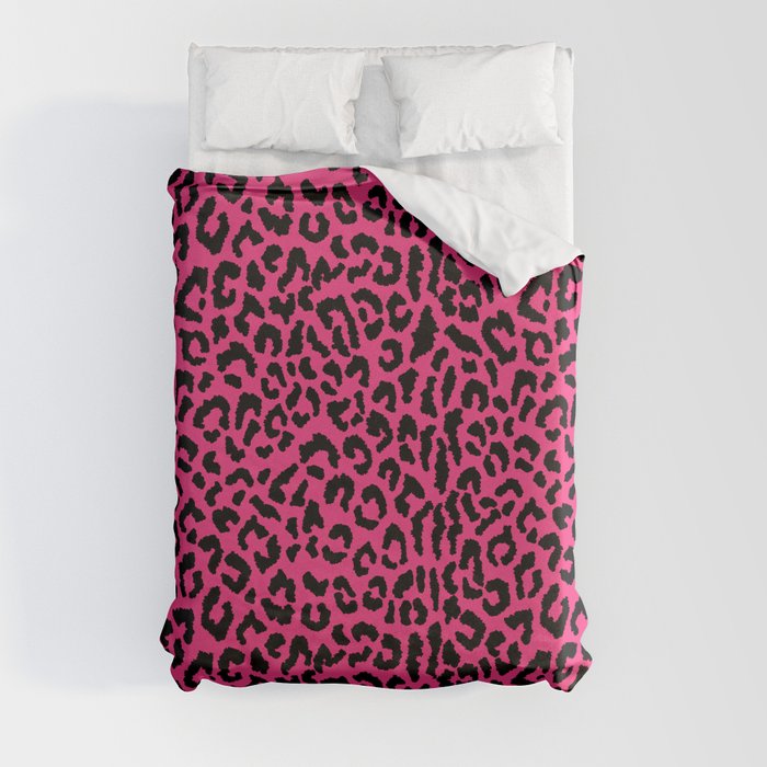 black and pink leopard print bedding