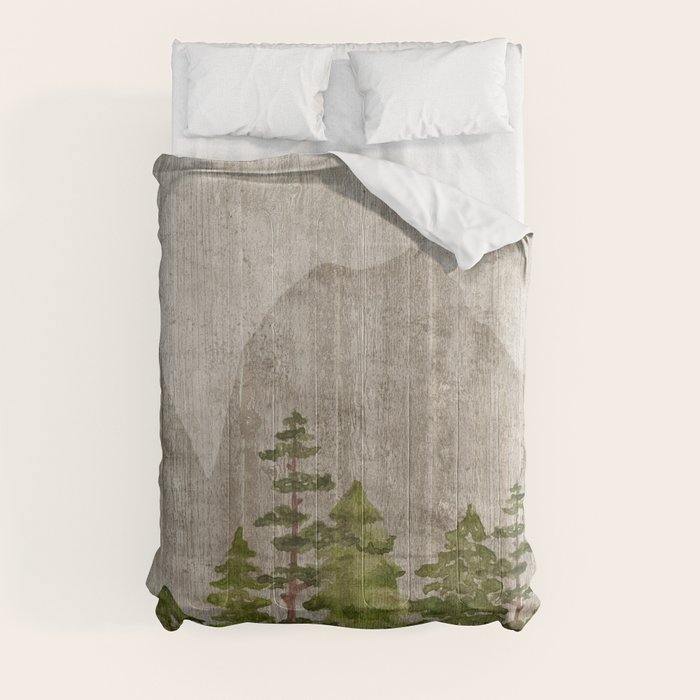 Mountain Range Woodland Forest Comforter by cateandrainn | Society6