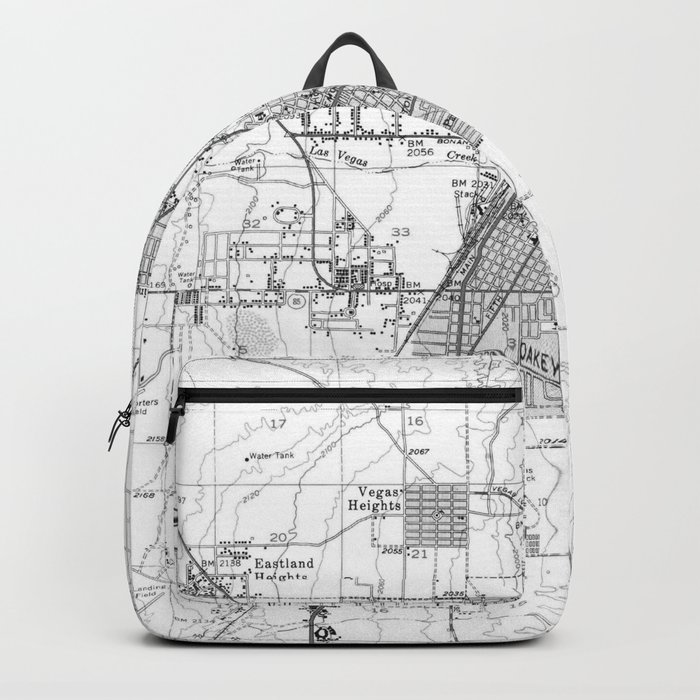 Vintage Map of Las Vegas Nevada (1952) BW Backpack by BravuraMedia ...