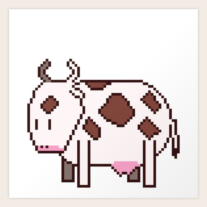Pixel art cow Art Print by farachsamuel | Society6