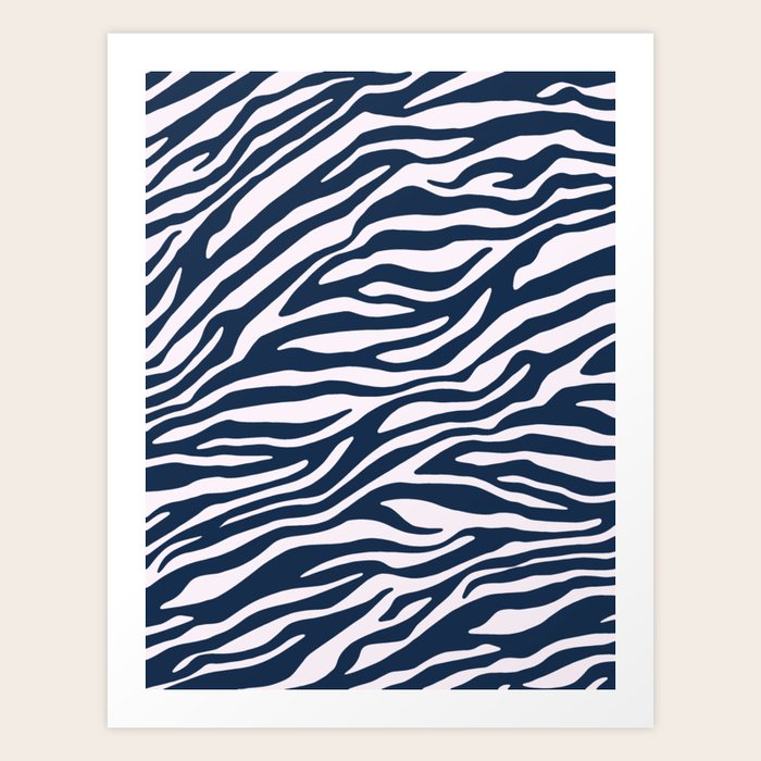 Dark Blue Zebra Print