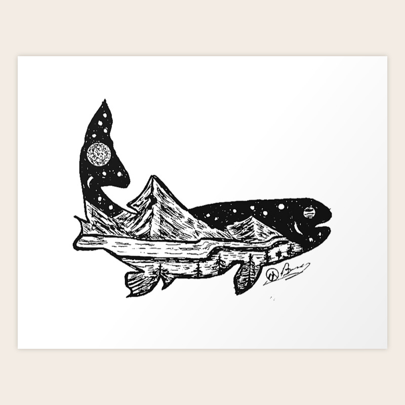 Drawing & Illustration Pen & Ink Pen and Ink Trout Pen drawing original ...