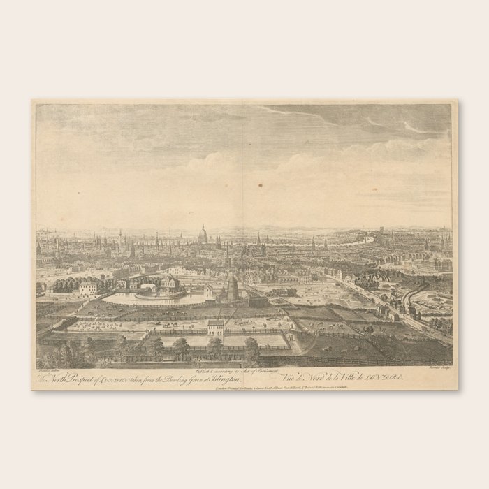 Vintage Pictorial Map of London England (1750) Canvas Print by ...