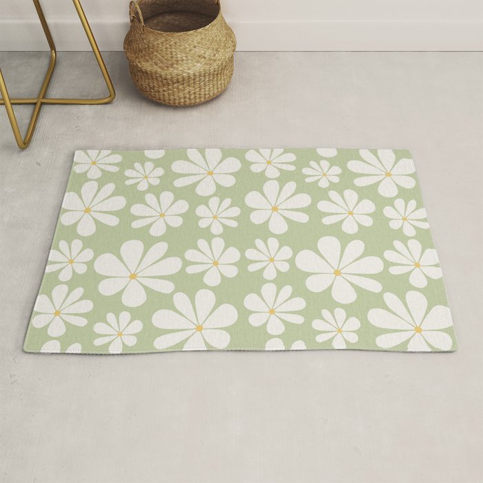 green flower pattern rug