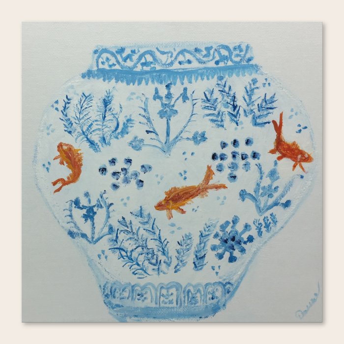 Goldfish Ginger Jar Canvas Print by Original Art by Dawne | Society6